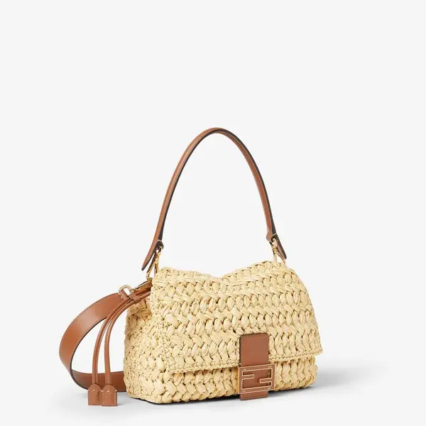 Fendi Baguette® Soft Medium Natural-colored Raffia-effect Woven Bag